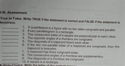 write true if the statement is correct and false if the statement is