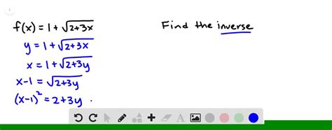 Solved Find A Formula For The Inverse Of The Function F X 1 Sqrt