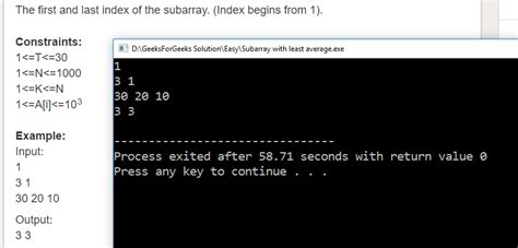 geeksforgeeks solution for subarray with least average