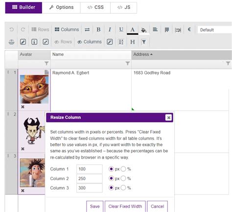 table size pubydoc data tables and charts wordpress plugin