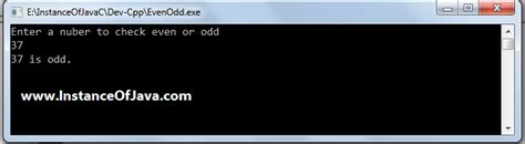 c program for even or odd using for loop instanceofjava