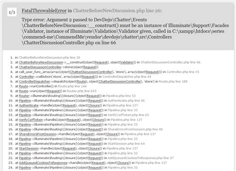 php validator error when posting a thread in laravel chatter stack