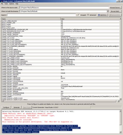 build building caffe on windows without python for c