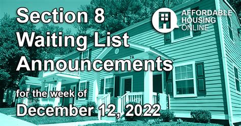 Section 8 Waiting List Announcements Dec 12 2022 Aho News