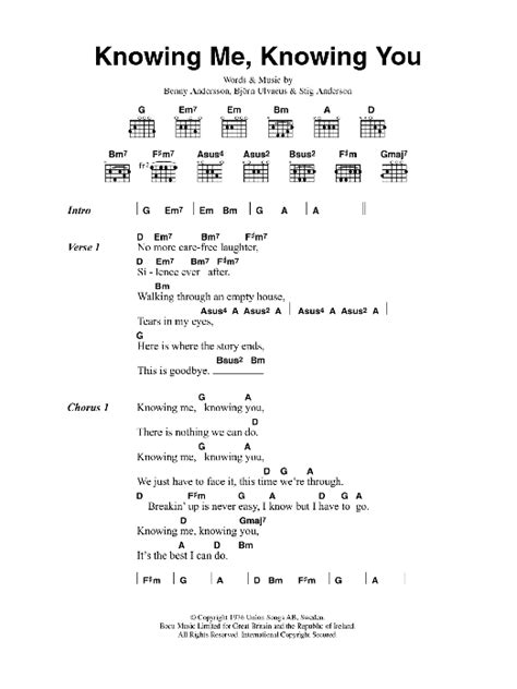 Knowing Me Knowing You By Abba Guitar Chords Lyrics Guitar Instructor