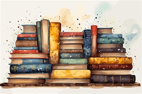 Premium Vector Stack Of Old Vintage Books Hand Drawn Color Watercolor