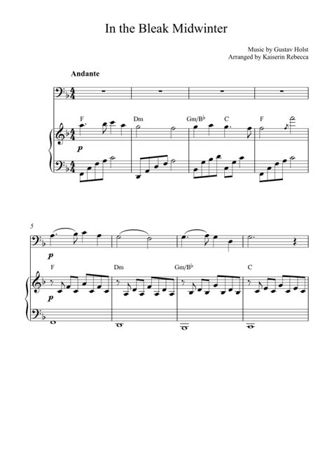 In The Bleak Midwinter Arr Kaiserin Rebecca By Gustav Holst Sheet