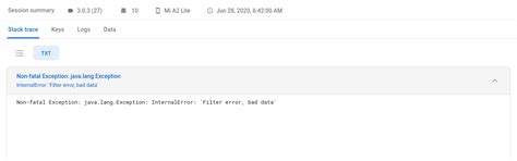 client throw internalerror filter error bad data · issue