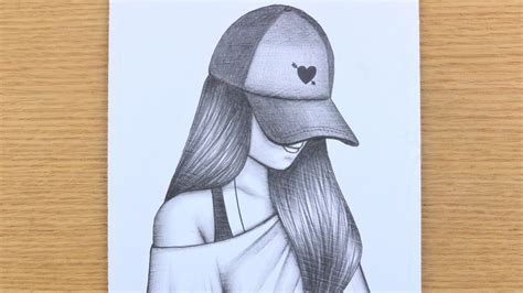 A Girl With Cap Drawing Hidden Face Drawing Girl Pencil Drawing