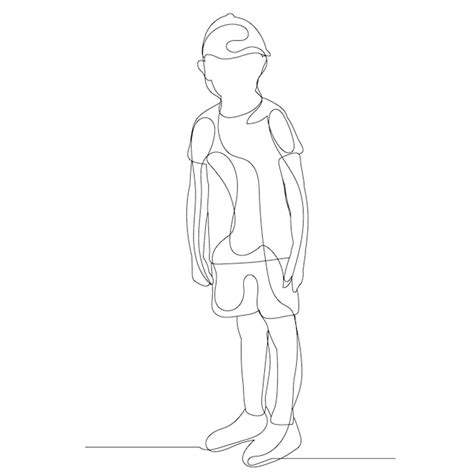 Un Dessin Au Trait Enfant Vecteur Isolé Vecteur Premium