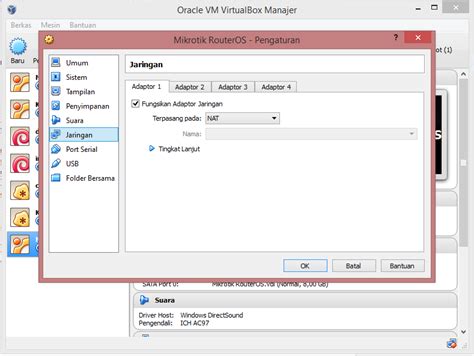 Cara Mensetting Virtualbox Agar Mikrotik Dapat Terkoneksi Ke Internet