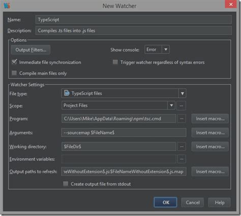 typescript in webstorm