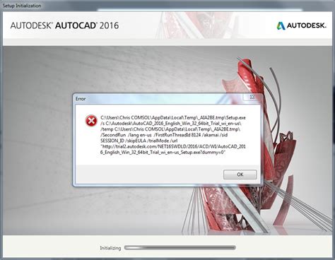 solved autocad free trial 2016 setup initialization