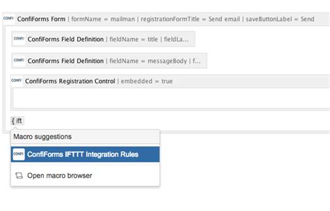 creating embedded form with confiforms to send emails directly from