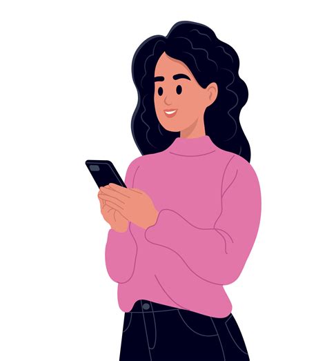 Business Woman Holding Mobile Phone Vector Illustration 26639505
