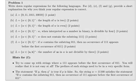 Solved Problem 1 Write Down Regular Expressions For The