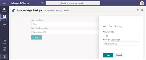 spfx personal tab with property pane editing sample solution gallery