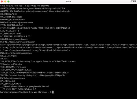 macos terminal showing environment variables on startup stack overflow