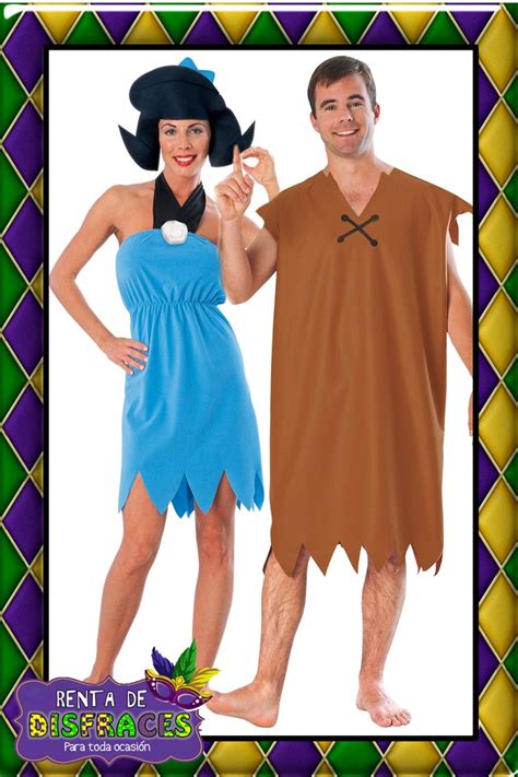 A Man And Woman Dressed Up As Flint And The Flintstones From Disneys