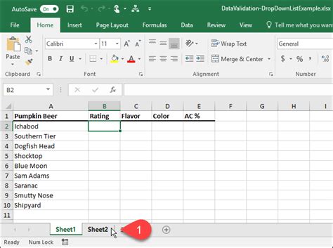 how to create drop down lists using data validation in