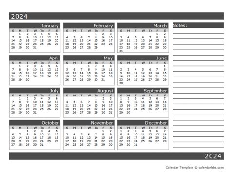 Printable 12 Month Calendar 2024 Template Gerta Adelind