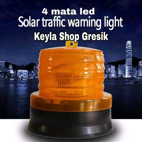 Jual Gresik Solar Warning Tower Crane Traffic Road Light 4 Led Strobe