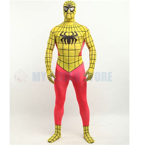 Full Body Yellow And Red Spider Man Lycra Spandex Bodysuit Cosplay