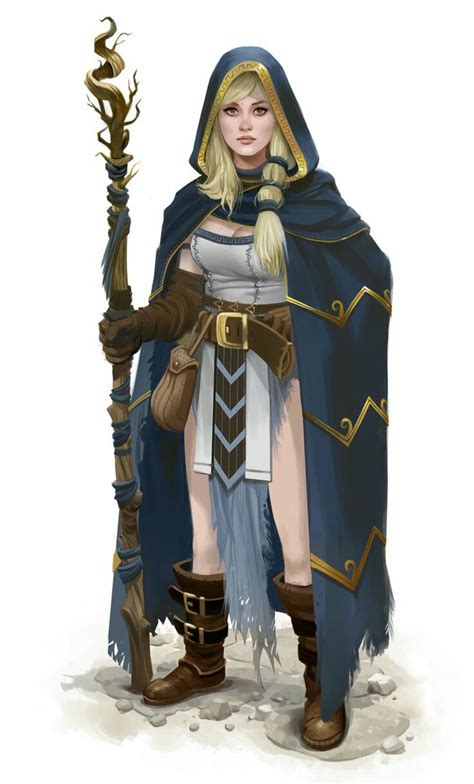 Cloaked Female Druid Pathfinder Pfrpg Dnd Dandd D20 Fantasy Character