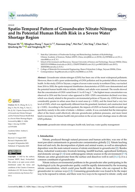 Pdf Spatio Temporal Pattern Of Groundwater Nitrate Nitrogen And Its
