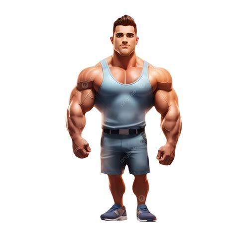 흰색 배경 3d 그림에 고립 된 근육 질의 젊은 남자 고립된 근육질의 젊은 남자 흰색 배경에 3d 그림 Png 일러스트 및