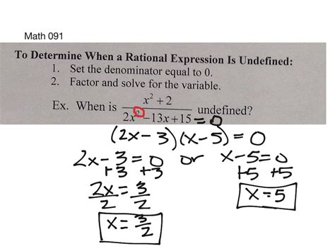 math 091 when is a rational expression undefined math showme