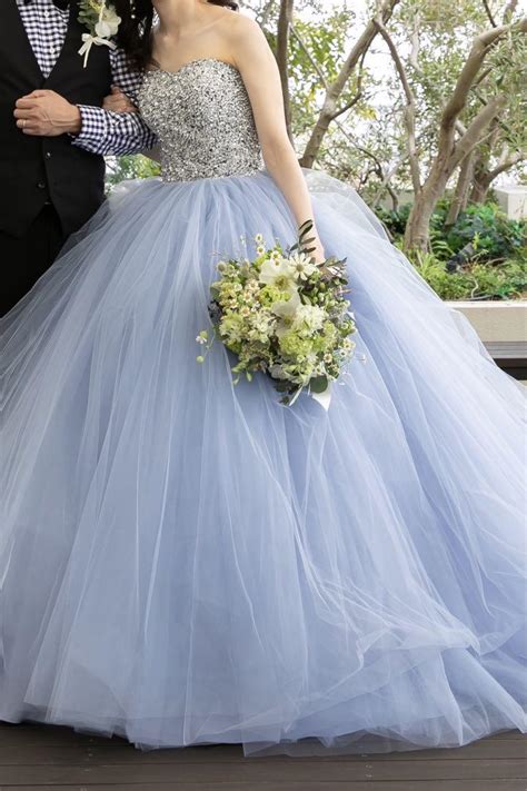 したパニエ Ynsウェディング カラードレス ブルーグレー 結婚式 二次会 なのでサイ