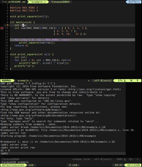 external command how can i integrate gdb with vim vi
