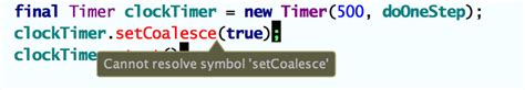 cannot resolve symbol in some of the javax swing timer methods in
