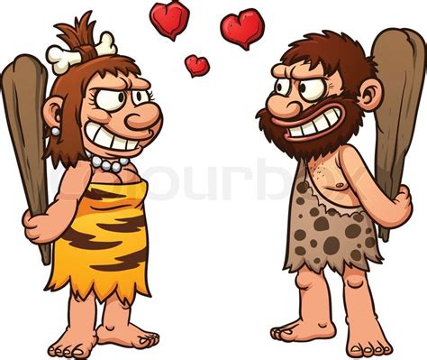 Prehistoric Cartoon Couple Caveman And Stock Vector Colourbox