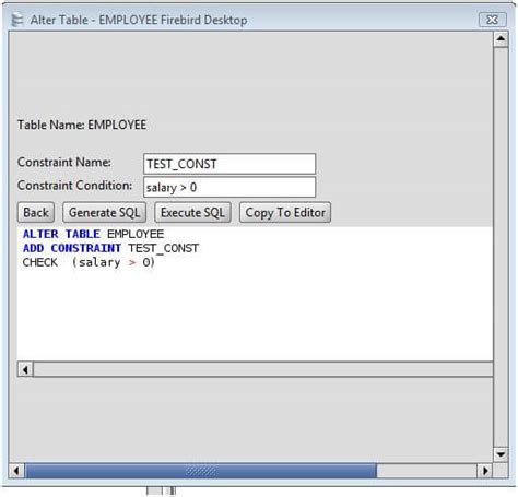 firebird add constraint to firebird database tables via the alter table