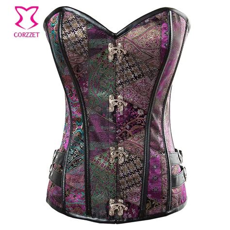 Vintage Brocade Steel Boned Waist Trainer Corset Steampunk Corsets