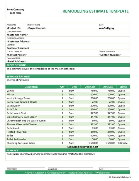 General Contractor Remodel Estimate Template They Will Help You Quickly