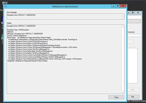 exception from hresult 0x800403e9 hmailserver forum
