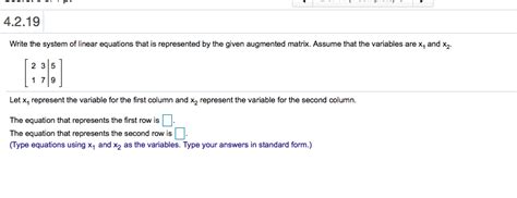 Solved Write The System Of Linear Equations That Is
