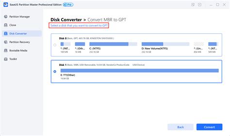 interconvert mbr disk and gpt disk using easeus partition master