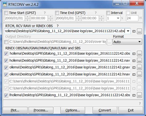 converting ubx files to rinex using rtkconv rtk ppk configuration