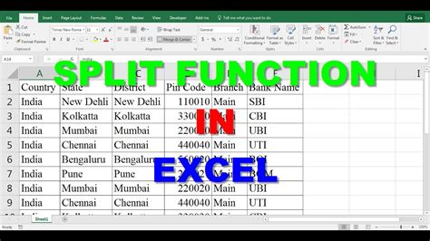 split function in excel youtube