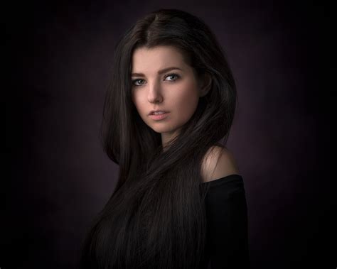 Blue Eyes Long Hair Girl Black Hair Woman Model Wallpaper Other