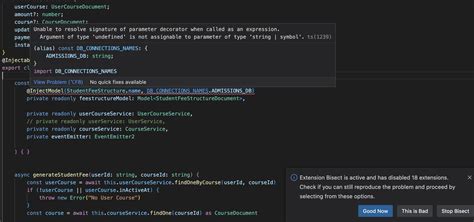 unable to resolve signature of parameter decorator when called as an