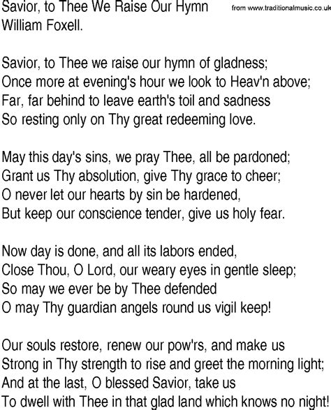 Hymn And Gospel Song Lyrics For Savior To Thee We Raise Our Hymn By