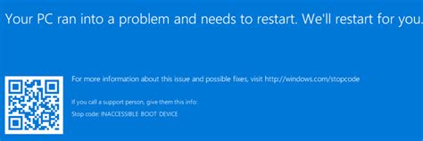 how to fix inaccessible boot device error in windows 10
