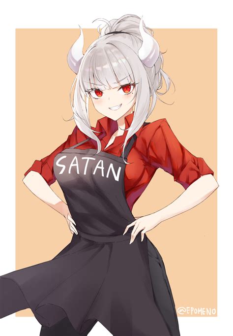 Safebooru 1girl Apron Bangs Blush Breasts Character Name Commentary
