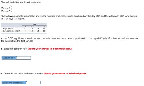 Solved The Null And Alternate Hypotheses Are Ho Hdso The