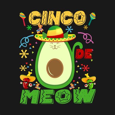 Cinco De Mayo Shirts Cinco De Meow Avogato Cat Avocado Tees By